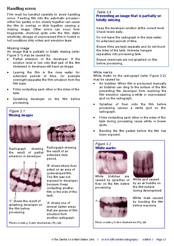 Sample page from the learner guide Assist with Dental Radiography — The ...